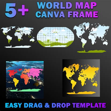 Make Your Own World Map Design On Canva Easy Drag And Drop Editable Canva Frame Template