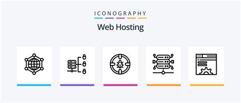 Web Hosting Line Icon Pack Including Web Data Setting Analytics Server Rack Creative