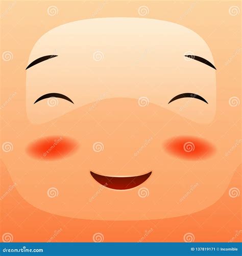 Kawaii Cute Face Funny Smiling Muzzle Stock Vector Illustration Of Happy Emotion