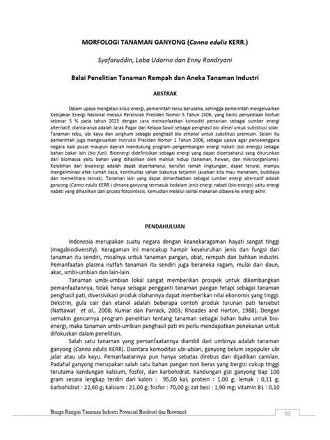 Morfologi Tanaman Ganyong Canna Edulis Kerr Pdf