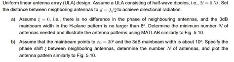 solved uniform linear antenna array ula design assume a
