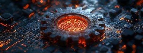 Digital 3d Gear Icon With Binary Code Artificial Intelligence In System Setting Optimization