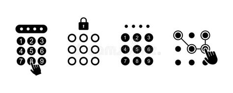 Set Of Pin Code Vector Icons Black Icons With Enter Password Stock
