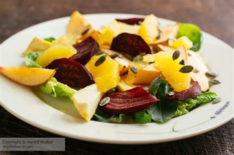 Salad Of Roasted Parsnips Beets And Quince With Oranges Vegalicious