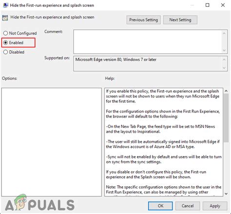how to disable first run experience in microsoft edge chromium