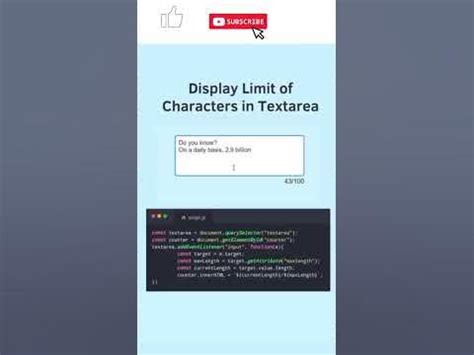 Display Limit of Characters in Textarea HTML Tag HTML CSS JS - YouTube