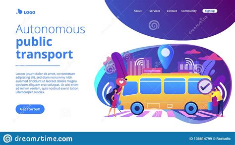 autonomous public transport concept landing page stock vector