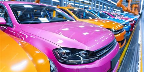 Automated Assembly Line Utilizes Robot Arms To Manufacture Hightech Vehicles Concept Automated