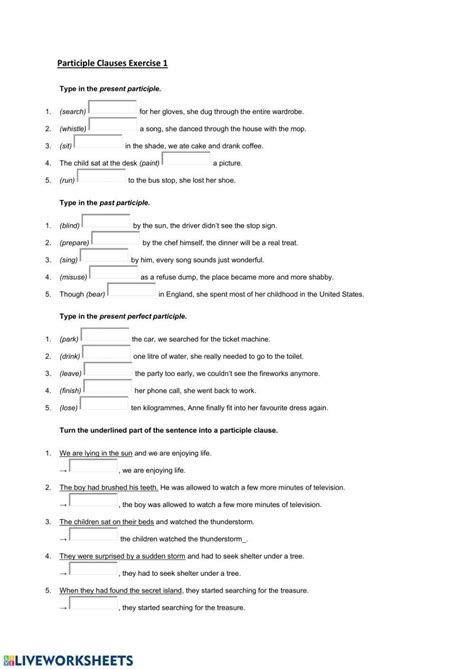 Present Perfect Participle Clauses Exercises Design Talk