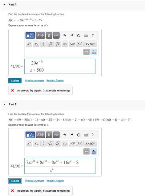 Solved Part AFind The Laplace Transform Of The Following Chegg