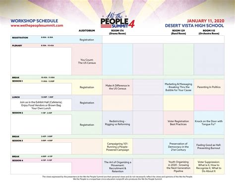 January 11 Workshop Schedule We The People Summit