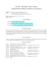 CS F Syllabus Pdf CS Fall Course Outline Computational Methods In Business