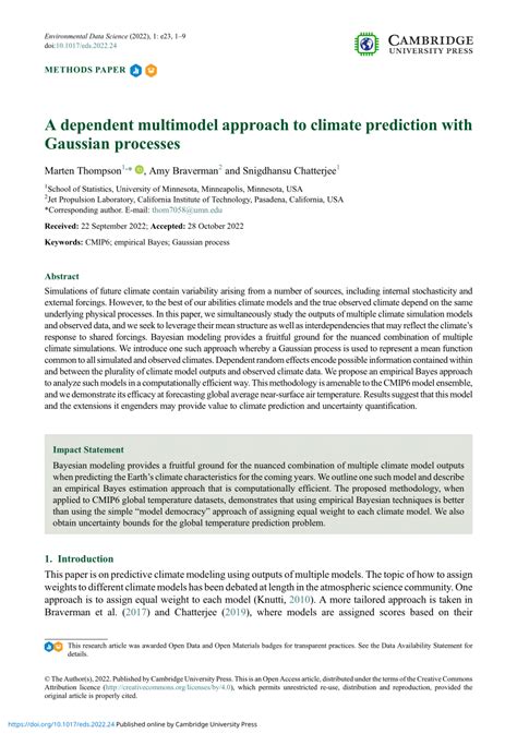 Pdf A Dependent Multimodel Approach To Climate Prediction With Gaussian Processes