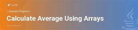 java program to calculate average using arrays vultr docs