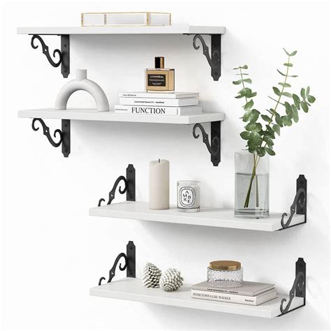 17 In W X 6 In D White Wood Decorative Wall Shelf Set Of 4 Ny4pc17 3 The Home Depot