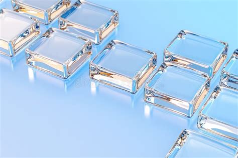 Abstract Glass Shapes With Soft Blue Illumination For Backgrounds And Product Displays Stock