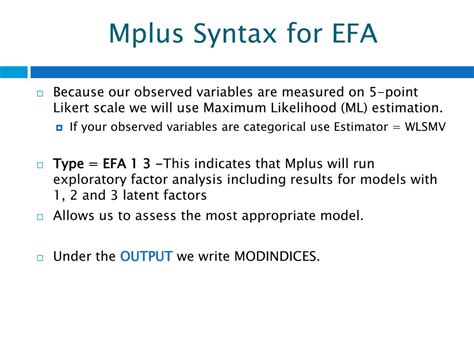 ppt exploratory factor analysis in mplus powerpoint presentation