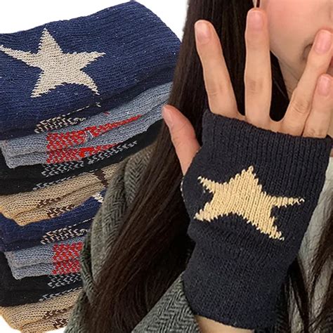 Guanti Di Lana Lavorati A Maglia Autunno Inverno Ins Fashion Y2k Uomo