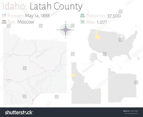 Large Detailed Map Latah County Idaho Stock Vector Royalty Free