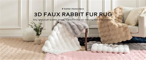 Ashler Faux Rabbit Fur Rug Light Grey 2x6 Ft Fluffy Soft