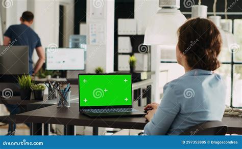 Startup Worker Checks Greenscreen On Pc Stock Video Video Of Employee