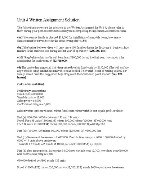 Unit 4 Written Assignment Solution Unit 4 Written Assignment Solution The Following Answers