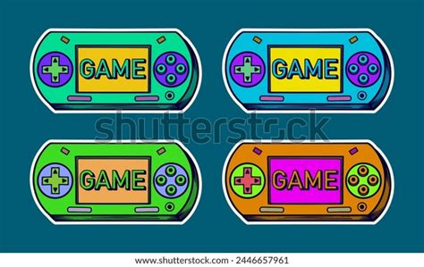 Game Controller Doodle Sticker Illustration Retro Stock Vector Royalty Free 2446657961