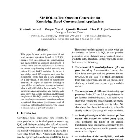 Sparql To Text Question Generation For Knowledge Based Conversational