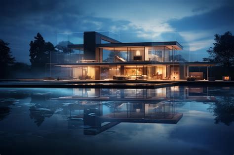 미래 주택 미래형 스마트 기술 에너지 효율 스마트 제어 시스템 자율 홈 미래 소재 가상 및 증강 현실 보안 시스템 프리미엄 사진