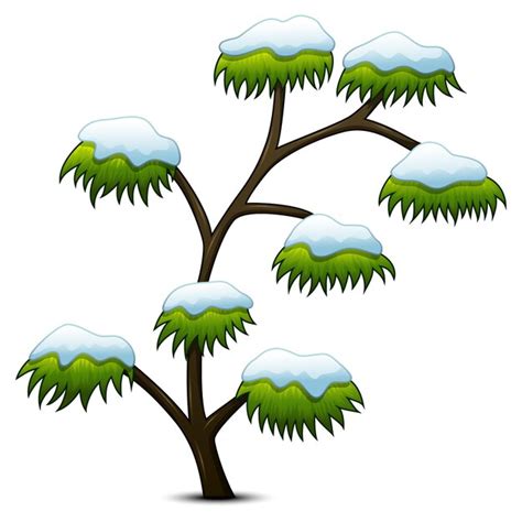 Premium Vector Tree Covered Snow Isolated On White Background