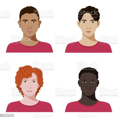 벡터 십대 또는 학생들은 현실적인 평면 스타일로 피부의 다른 색상을 가진 다양한 아바타의 집합입니다 곱슬 머리에 대한 스톡 벡터 아트 및 기타 이미지 Istock