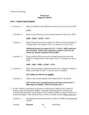 Sample Final2 Solution Financial Accounting Final Exam Suggested Solution Part I Income Taxes