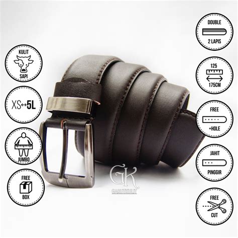 Jual Gk Formal Belt Sabuk Kulit Asli Pria Xs 5l Jumbo Sabuk Kantor Gesper Kulit Pria