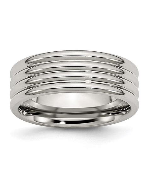 Chisel Stainless Steel Polished 8mm Grooved Band Ring Macys