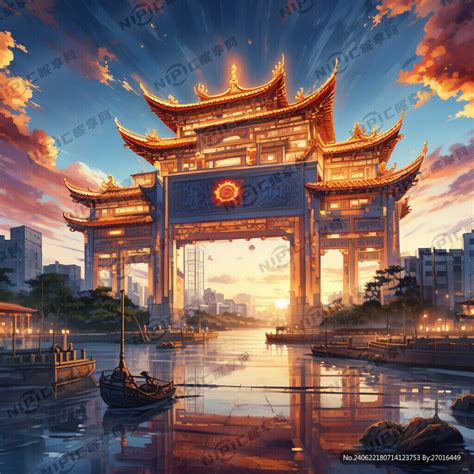 Ai创作图海门晨光 昵图网