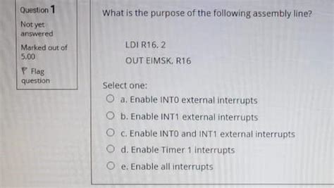 Solved Question 1 What Is The Purpose Of The Following