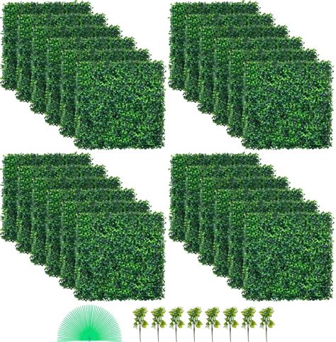 Kffkff 24pcs 24x16 Artificial Boxwood Panels For 62 Sq Feet