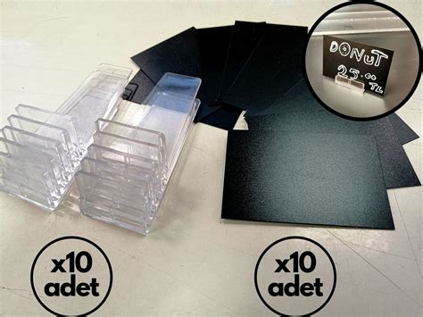 10 Adet Dekoratif Fiyat Etiketi Set Siyah Pvc Silinebilir A8 Ürün
