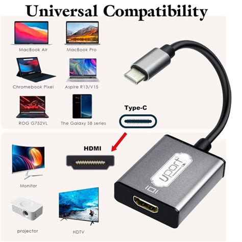 UPORT USB C To HDMI Adapter 4K Type C Port Hdmi Adapter Compatible With Video Audio Output For