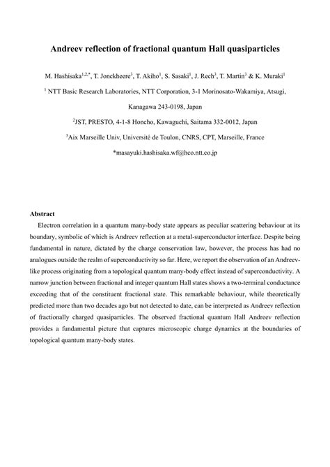 Pdf Andreev Reflection Of Fractional Quantum Hall Quasiparticles