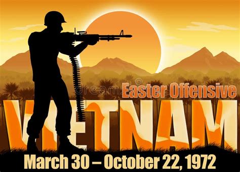 Vietnam War Easter Offensive Us Combat Soldier Stock Illustration