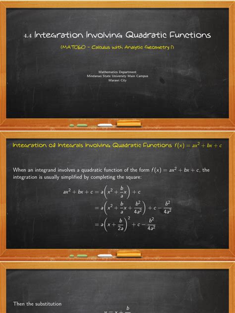 Mat060 27 Integration Involvin Quadratic Functions Pdf Integral Mathematical Relations