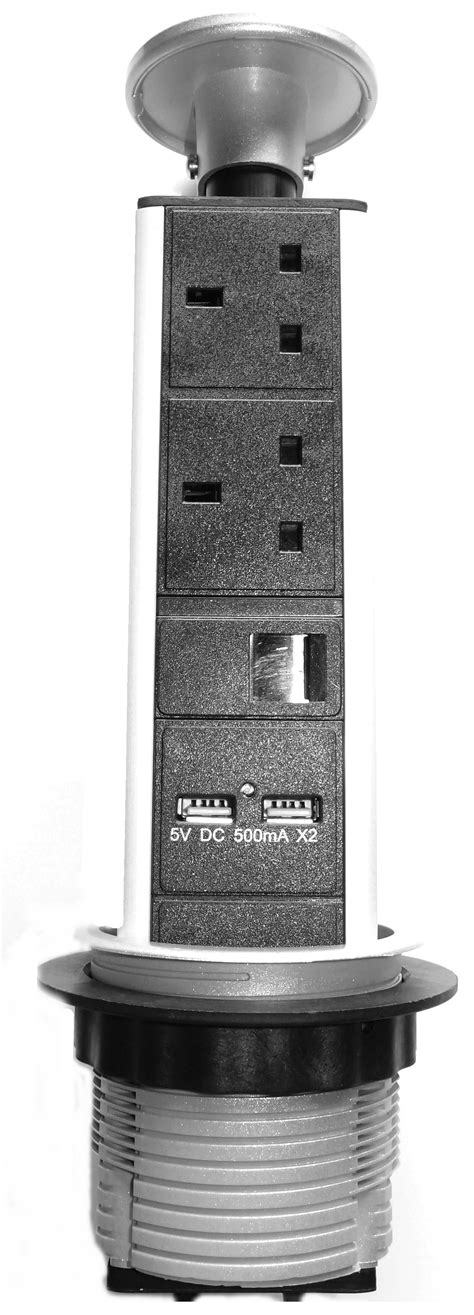 2 Way 13a Uk Sockets Table Pop Up Pdu Desktop Pdu 2usb Rj45