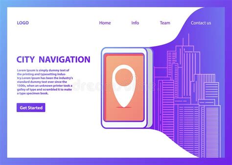 Gps Navigation Landing Page Vector Template Stock Vector