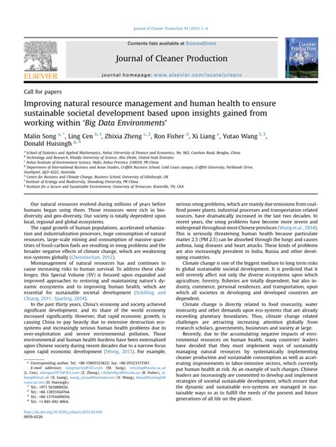 Pdf Improving Natural Resource Management And Human Health To Ensure Sustainable Societal