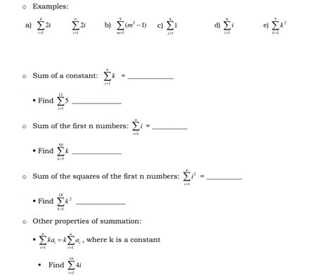Solved ο Examples a Σ21 b Σ m 1 d i 1 ο Sum of a Chegg com