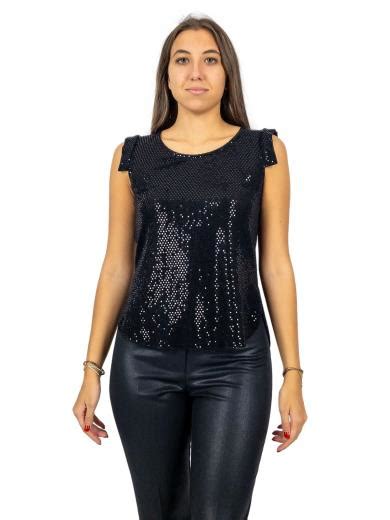 Blusa Elegante Per Cerimonia Top Donna Con Volant Smanicata