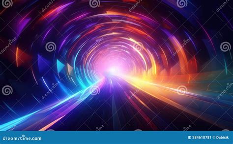 Abstract Tunnel With Colorful Stripes In Motion Generative Ai Stock Illustration Illustration