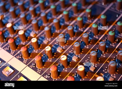Sound Music Mixer Control Panel Close Up Stock Photo Alamy