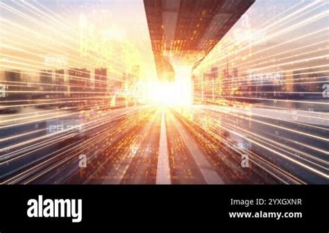 Loopable Video Of Digital Data Flow On Road In Concept Of Program